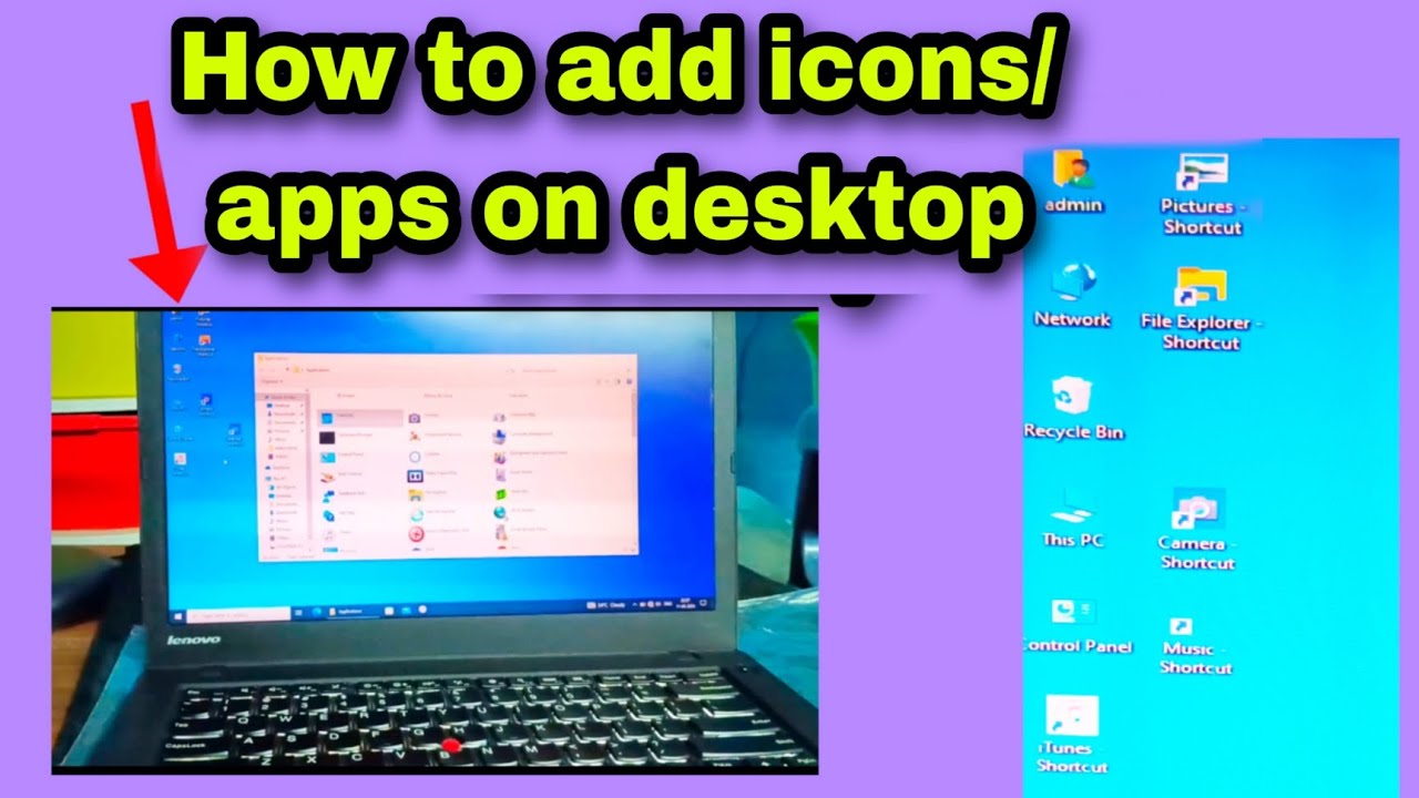How to Add icons/Apps on Desktop on Windows 10 | How to Add icons on ...