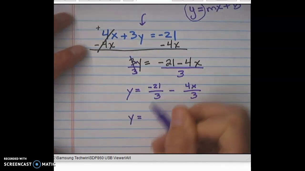 Standard to Slope-Intercept Form - YouTube