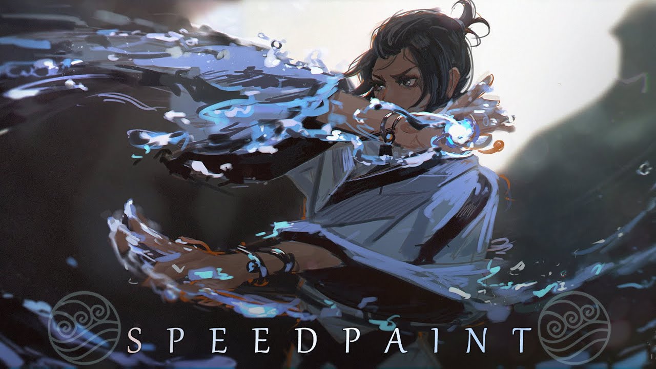 Speedpaint Waterbending Digital Painting Studying Kan Liu - YouTube