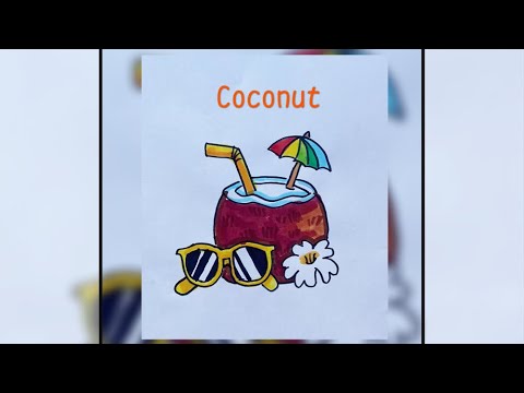 How to Draw a Summer Coconut Drink - YouTube
