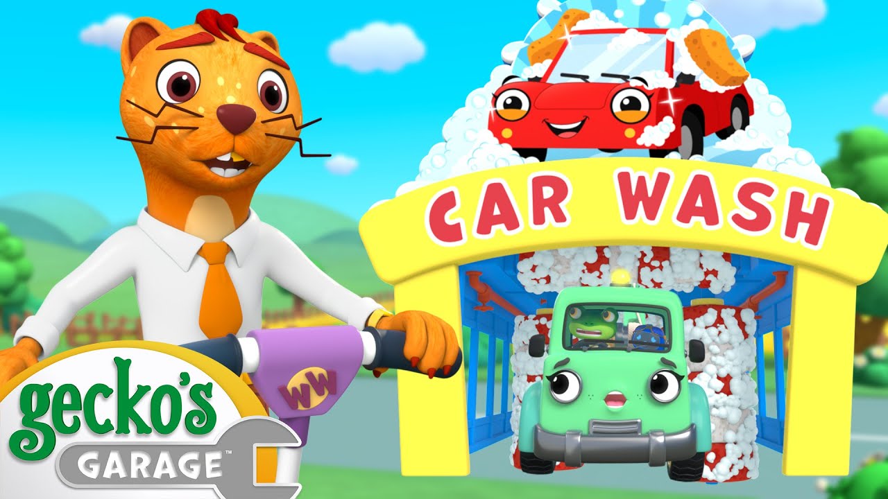 Weasel Chases the Car Wash! | Gecko's Garage | Trucks For Children ...