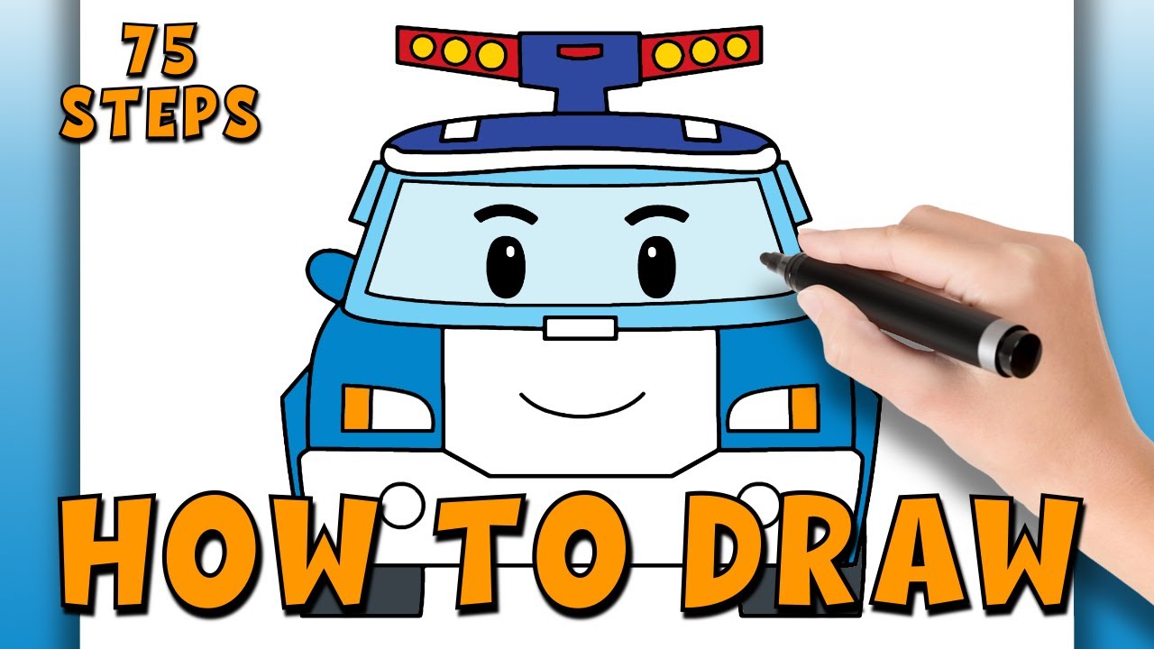 ROBOCAR POLI Step by Step drawing and coloring tutorial - YouTube