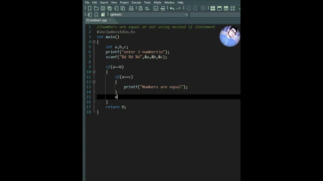 C Programming Numbers Are Equal Or Not Using Nested If Statement Coding With Sohail