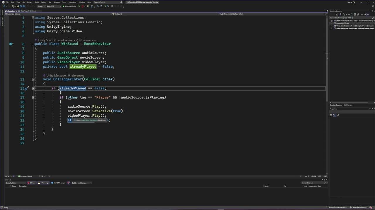 Creating a Win Condition Using Colliders and Code in Unity XR - YouTube