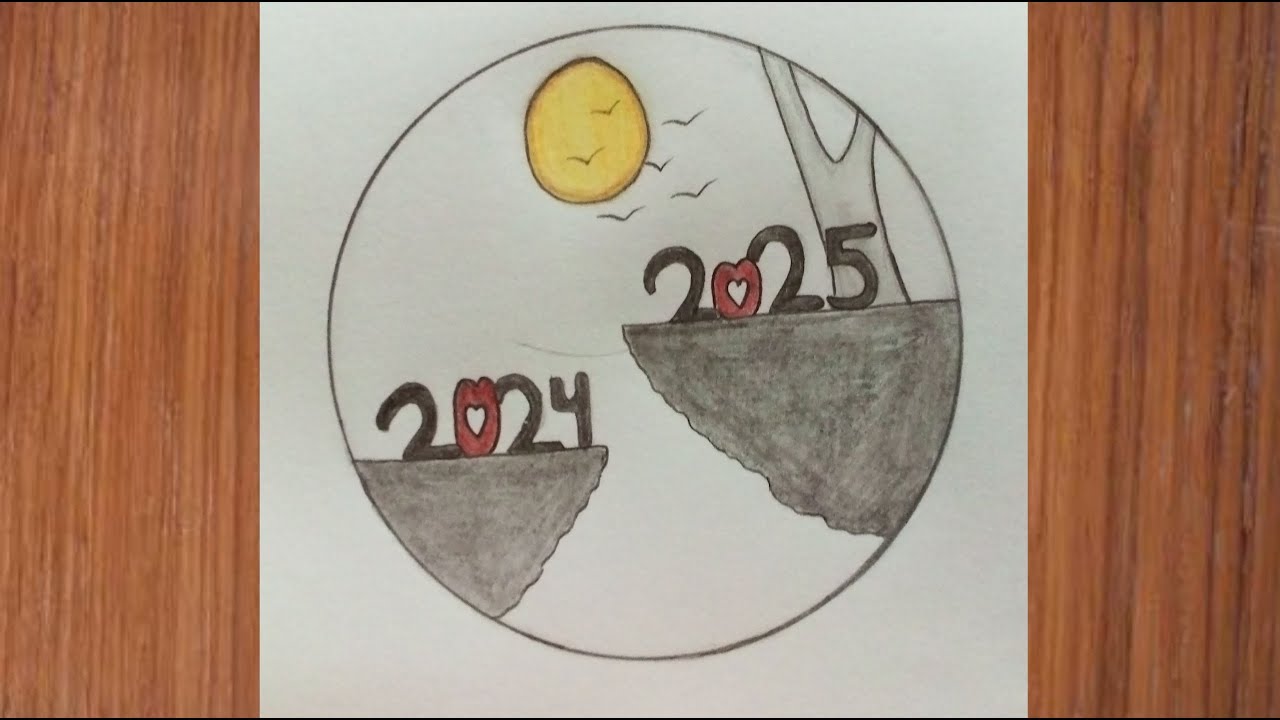 how to draw a new year step by step | easy beautiful new year drawing ...