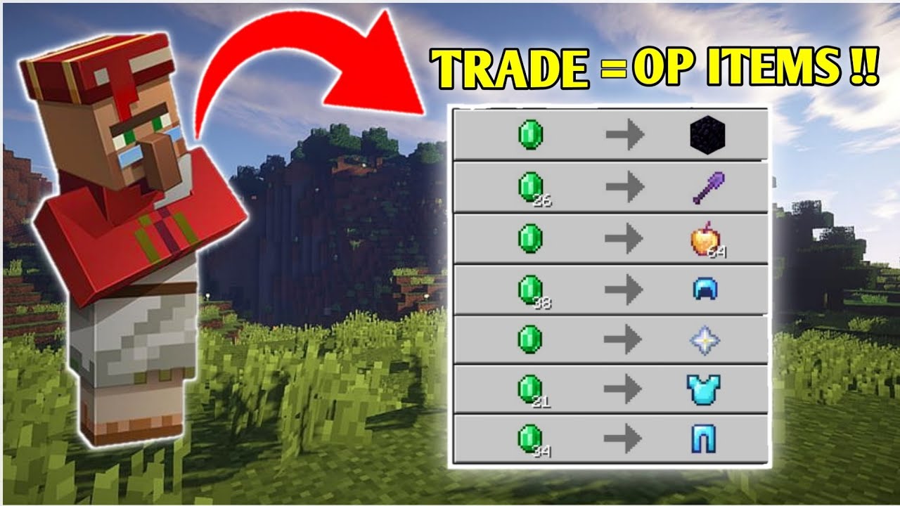 MINECRAFT BUT, VILLAGERS TRADE OP ITEMS !! - YouTube