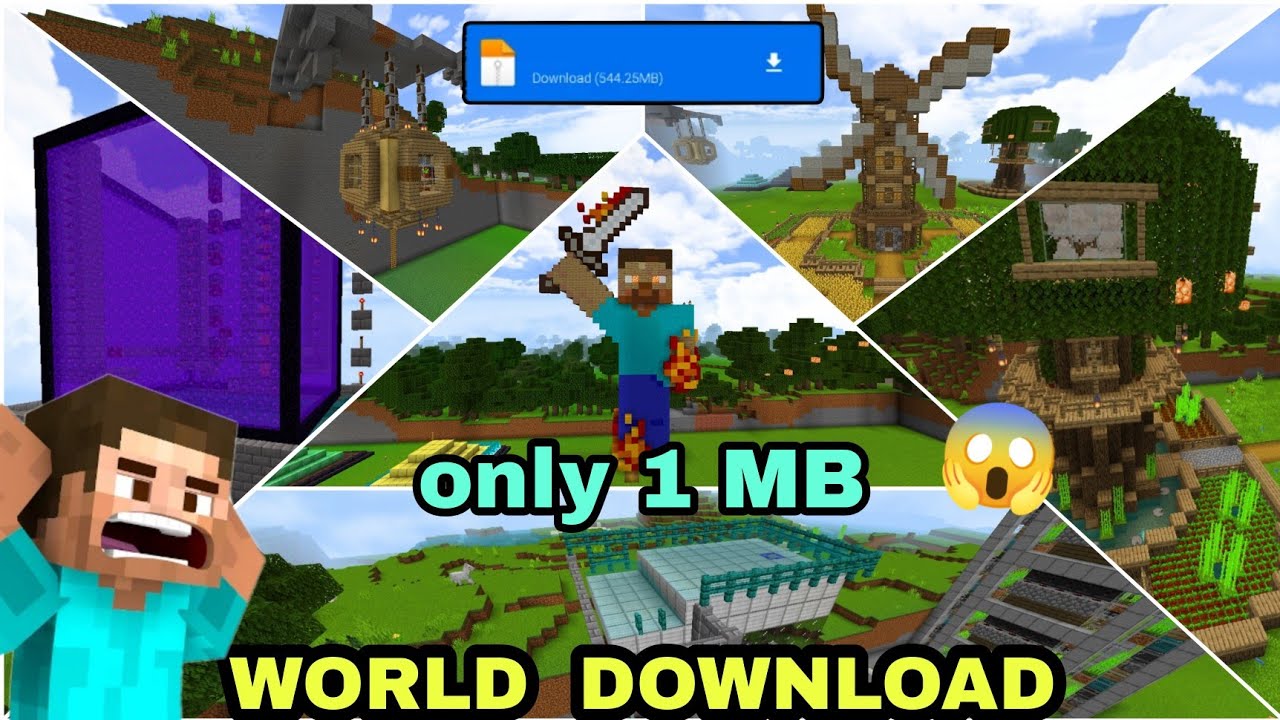 only 1 MB survival world download and tour for Minecraft pocket edition ...