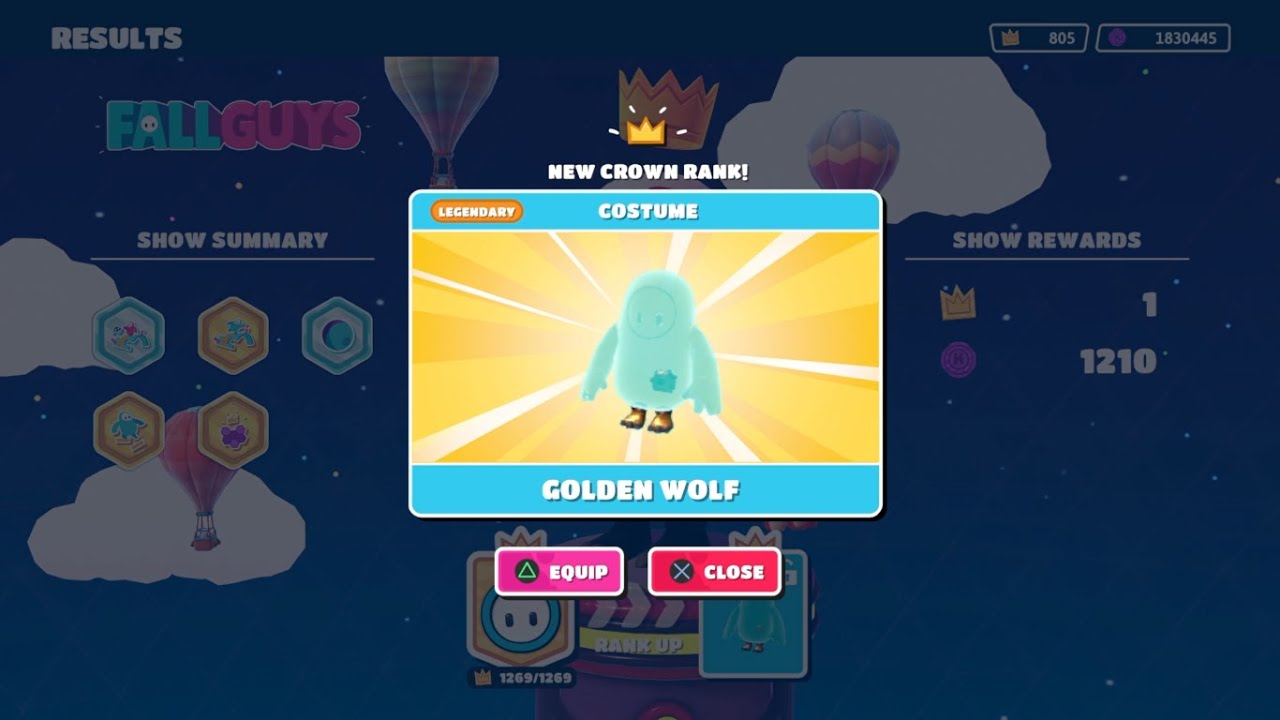 Fall Guys: I unlocked the Golden Wolf Bottom! (Crown Rank 37) - YouTube