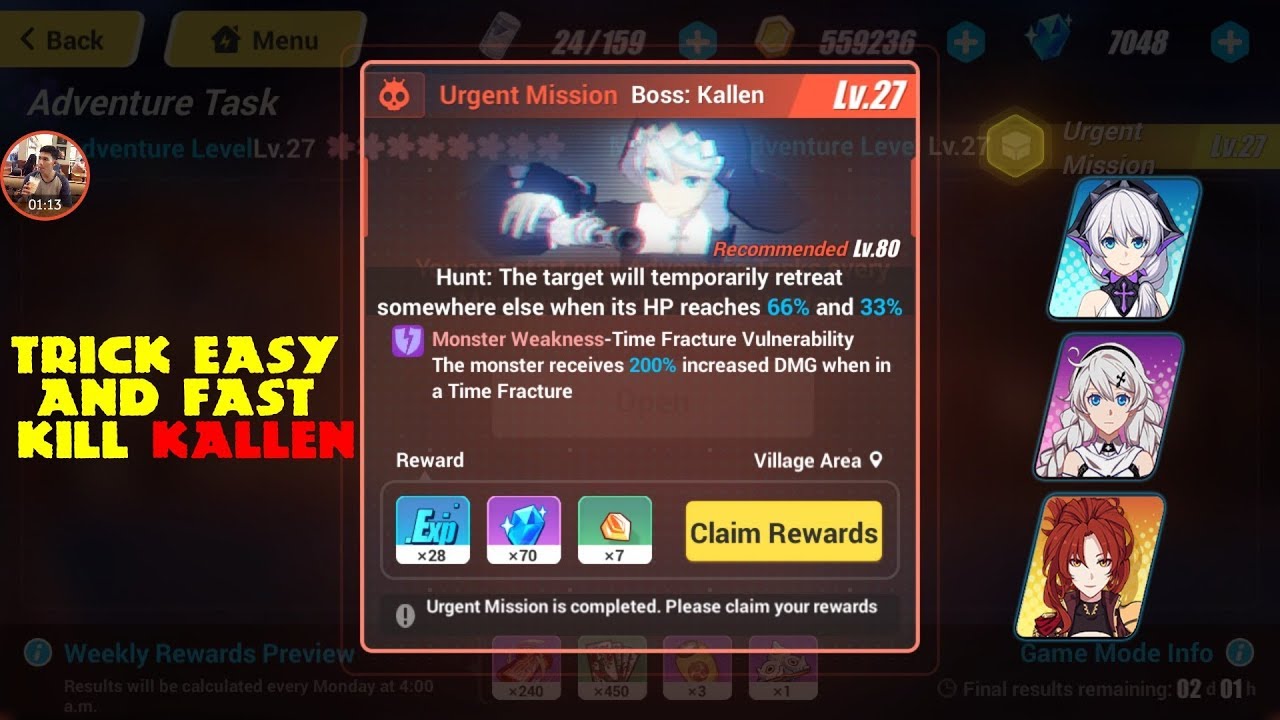 Trick Easy Kill Kallen Boss lv 27 in Open World - [Honkai Impact 3 SEA ...