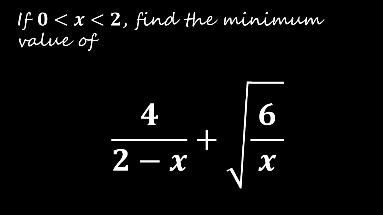 Can you find this minimum value without Calculus? - YouTube