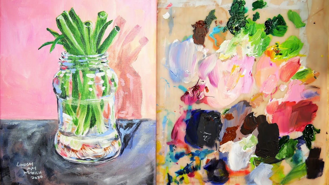 Green Onions in Acrylic "Quarantine Still Life Series" - YouTube