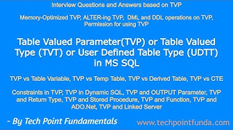 TABLE Variable | TEMP Table vs TABLE Variable | TABLE Variable vs Table-Valued Type - YouTube
