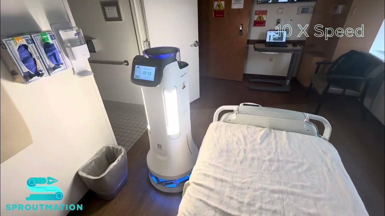 UV sanitizing robot usage at hospital - YouTube