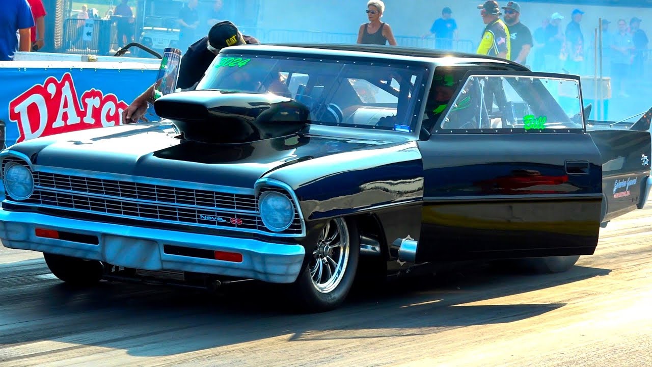Chevy Nova SS vs Chevy Biscayne - Wild Drag racing 1/4 mile - YouTube