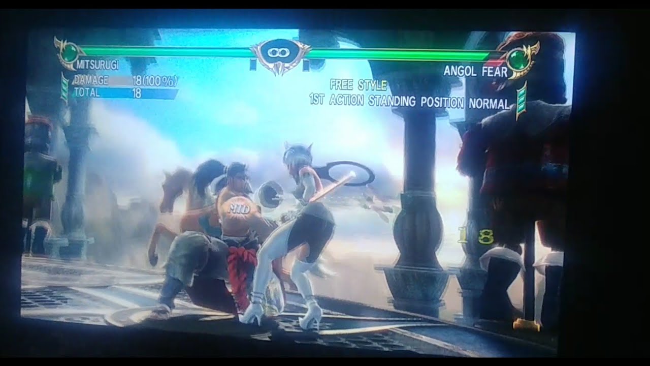 Soul Calibur 4 Mitsurugi Sword Gut Stab Attack Grab on Angol Fear Ryona ...