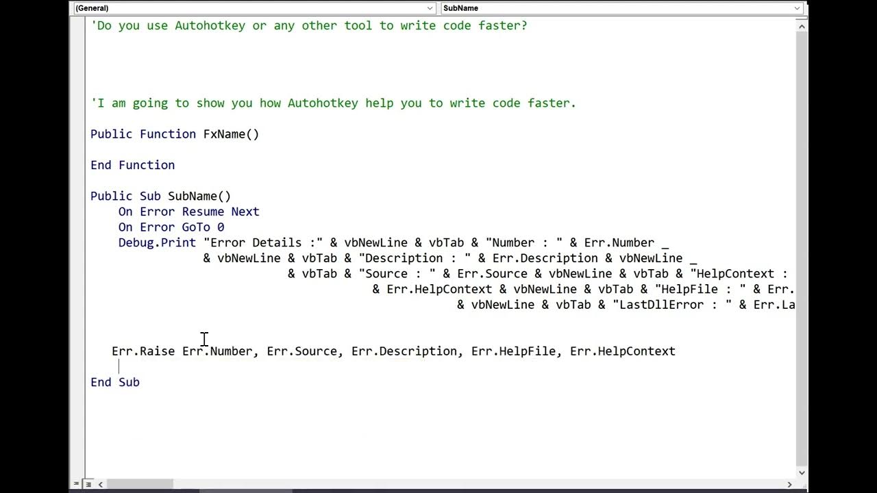 Write Code Faster VBA - YouTube