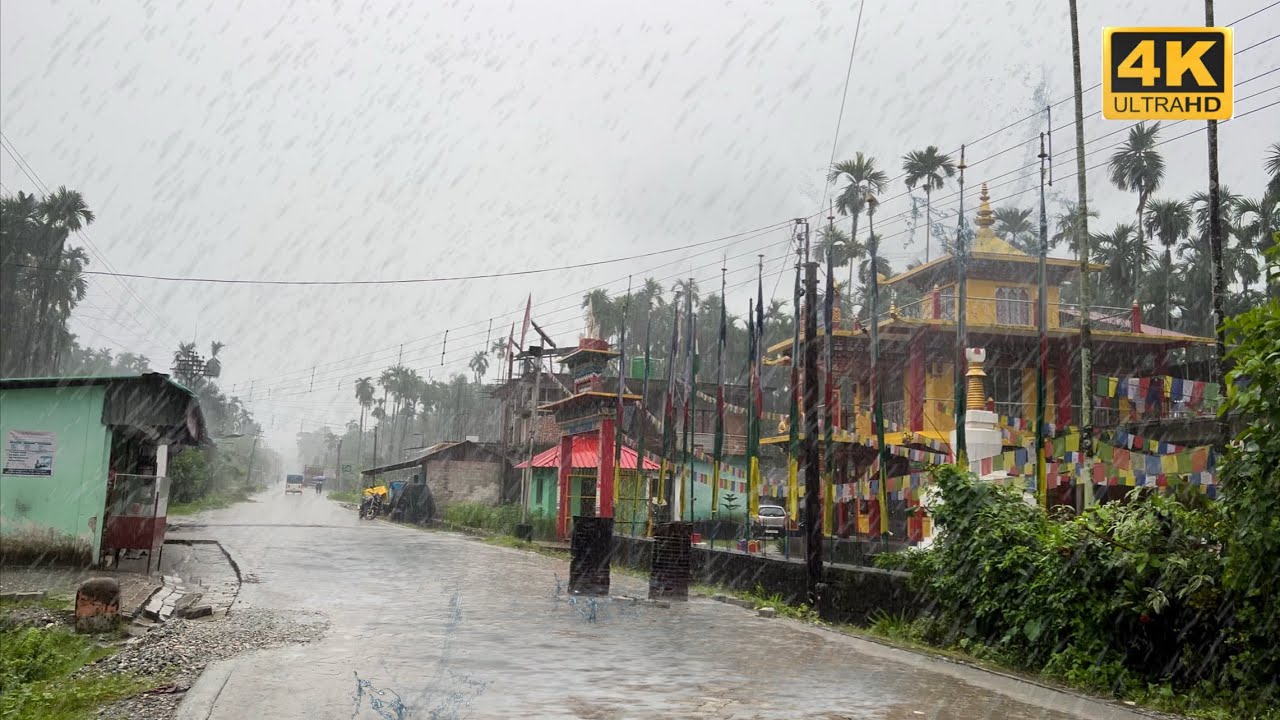Very Calming Rainfall In This Village | 4K Rain Walk Ambience For ...