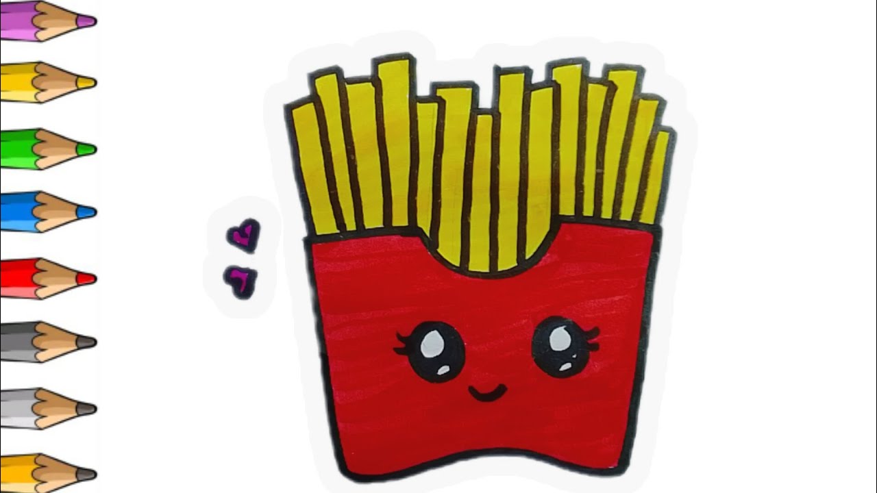 French fries 🍟 drawing for kids ll How to draw draw french fries step ...