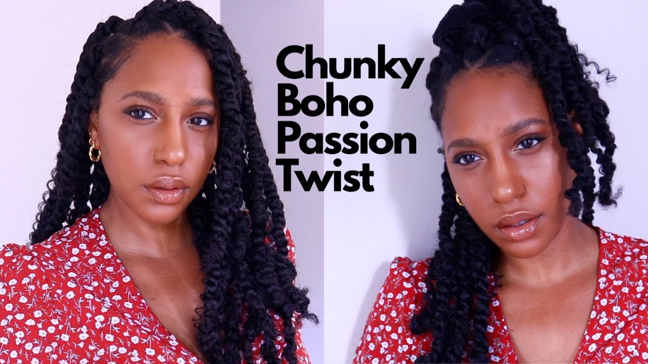 Chunky Boho Passion Twist Tutorial|Easy Rubber Band Method - YouTube