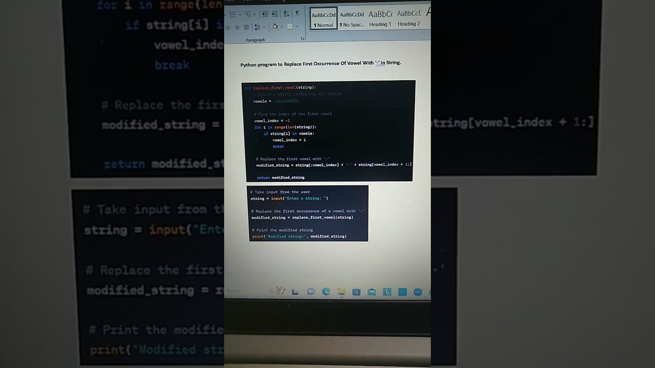 Python Program To Replace First Occurrence Of Vowel With In String Python Program To Replace First Occurrence Of Vowel With In String