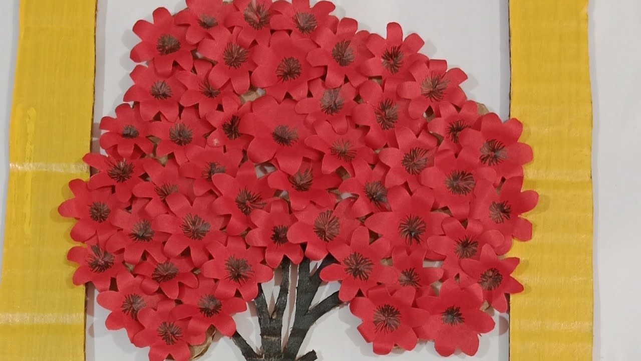 Most beautiful Wall hanging paper flower tree , paper craft for home ...
