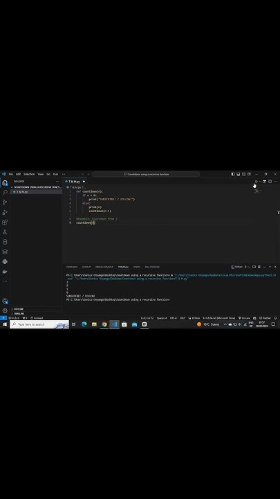How To Use Recursion To Create A Countdown In Python - Youtube