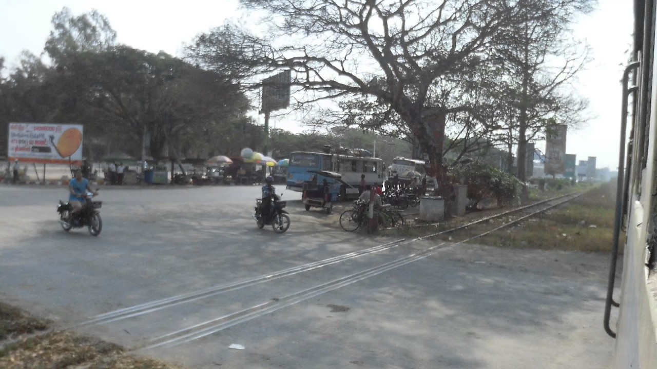 Myanmar railways train across the Inwa Bridge - YouTube