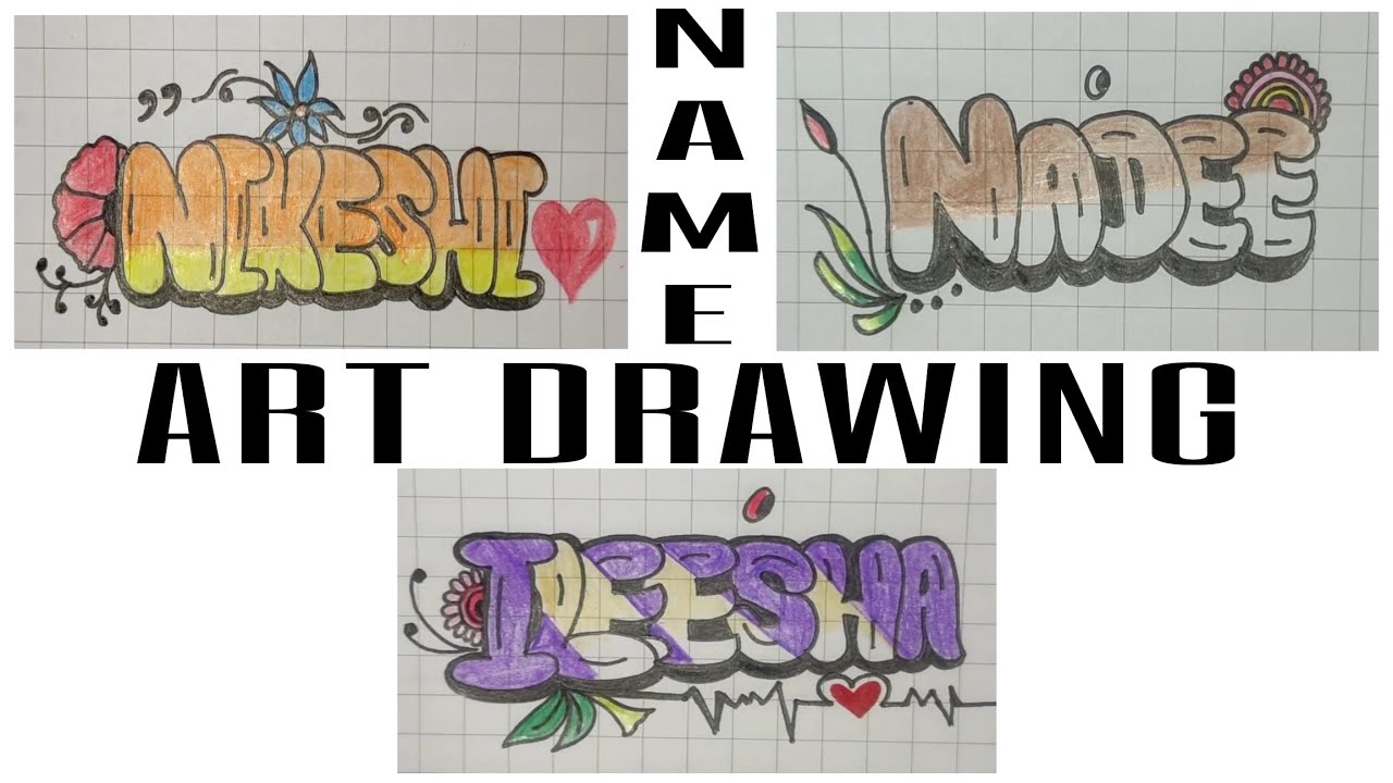 NAME ART DRAWING - YouTube
