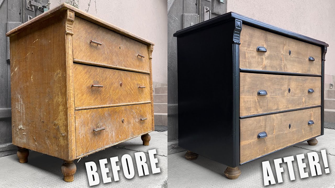 CHEST OF DRAWERS RESTORATION AND MAKEOVER | 100 YEARS OLD FURNITURE ...