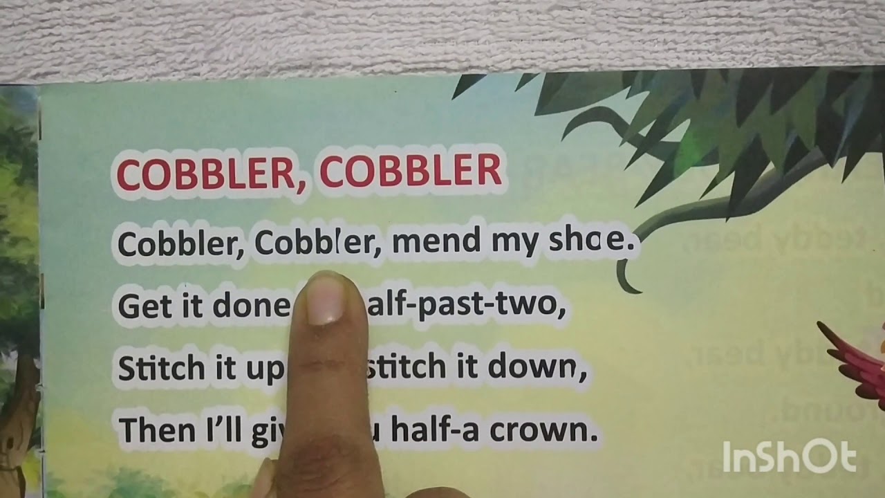 English Medium Pre-primary Jr K G rhymes-Cobbler cobbler - YouTube