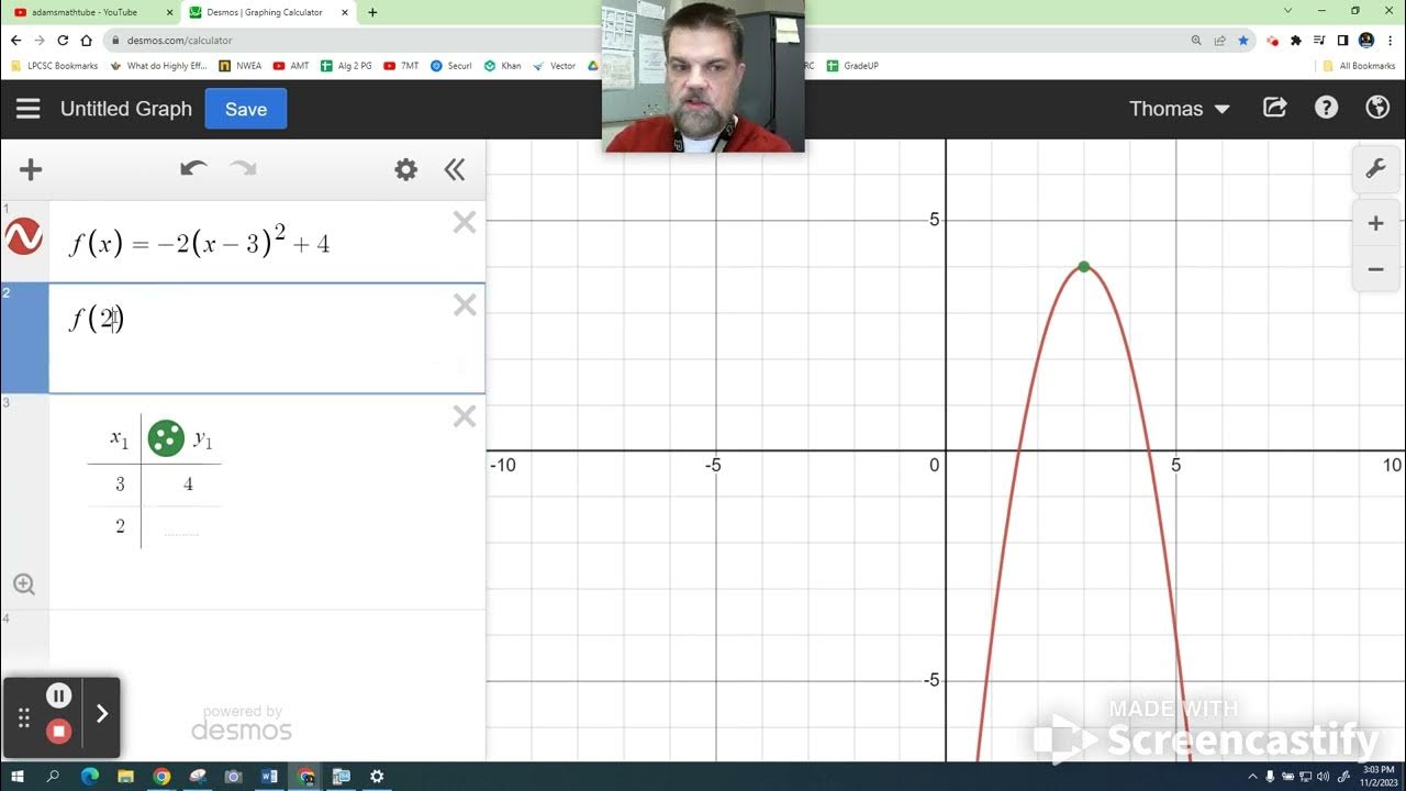 Desmos Graphing Calculator - Evaluating a Function at a Specific Point - YouTube