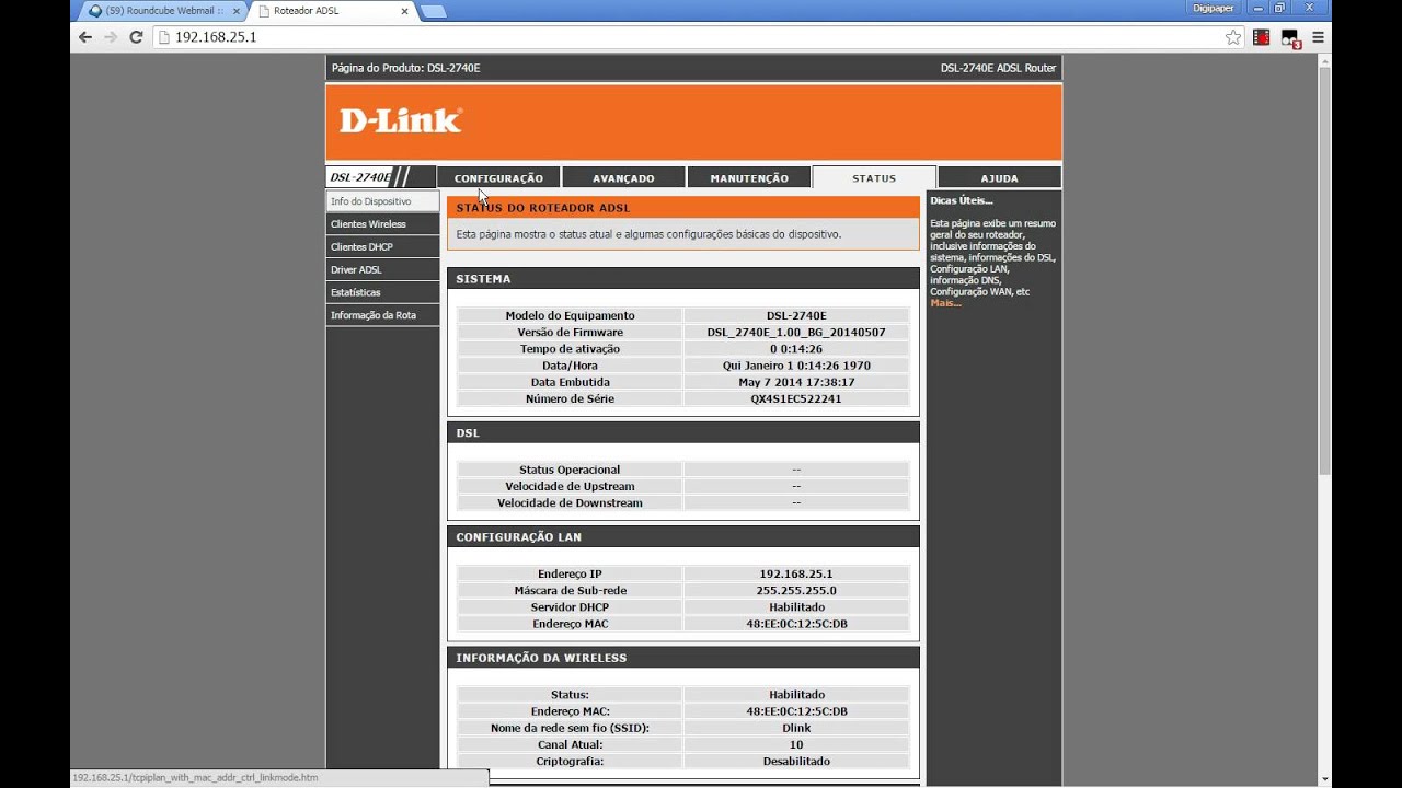 Desbloqueio Dlink DSL-2740E GVT. Modulação, VPI, VCI - YouTube