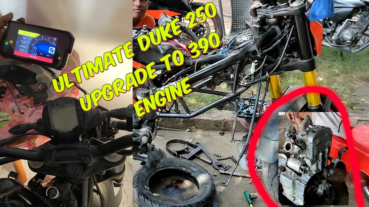 KTM Duke 250cc Engine upgrade to 390cc - YouTube