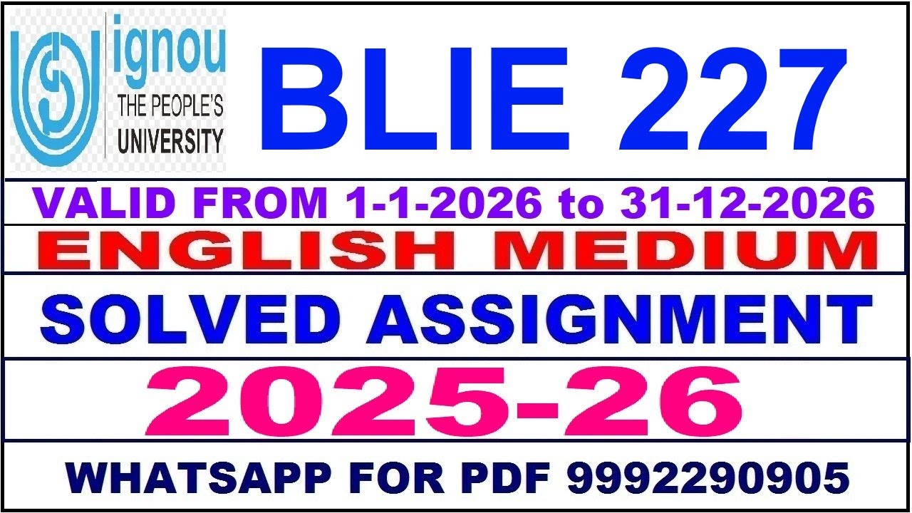 BLIE 227 solved assignment 2025-26 in English || blie 227 solved ...