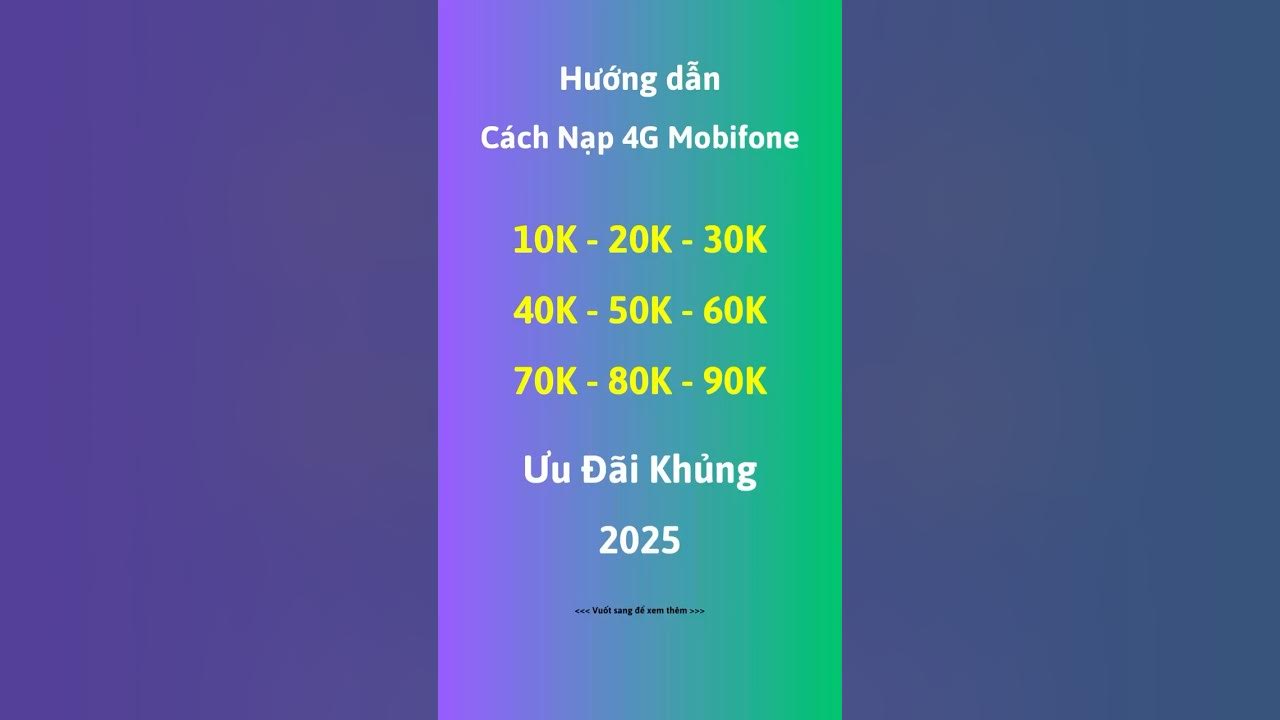 ️ Cách nạp 4G Mobifone 3K 5K 10K 20K 30K 40K 50K 60K 70K 90K 100K 120K 150K - YouTube