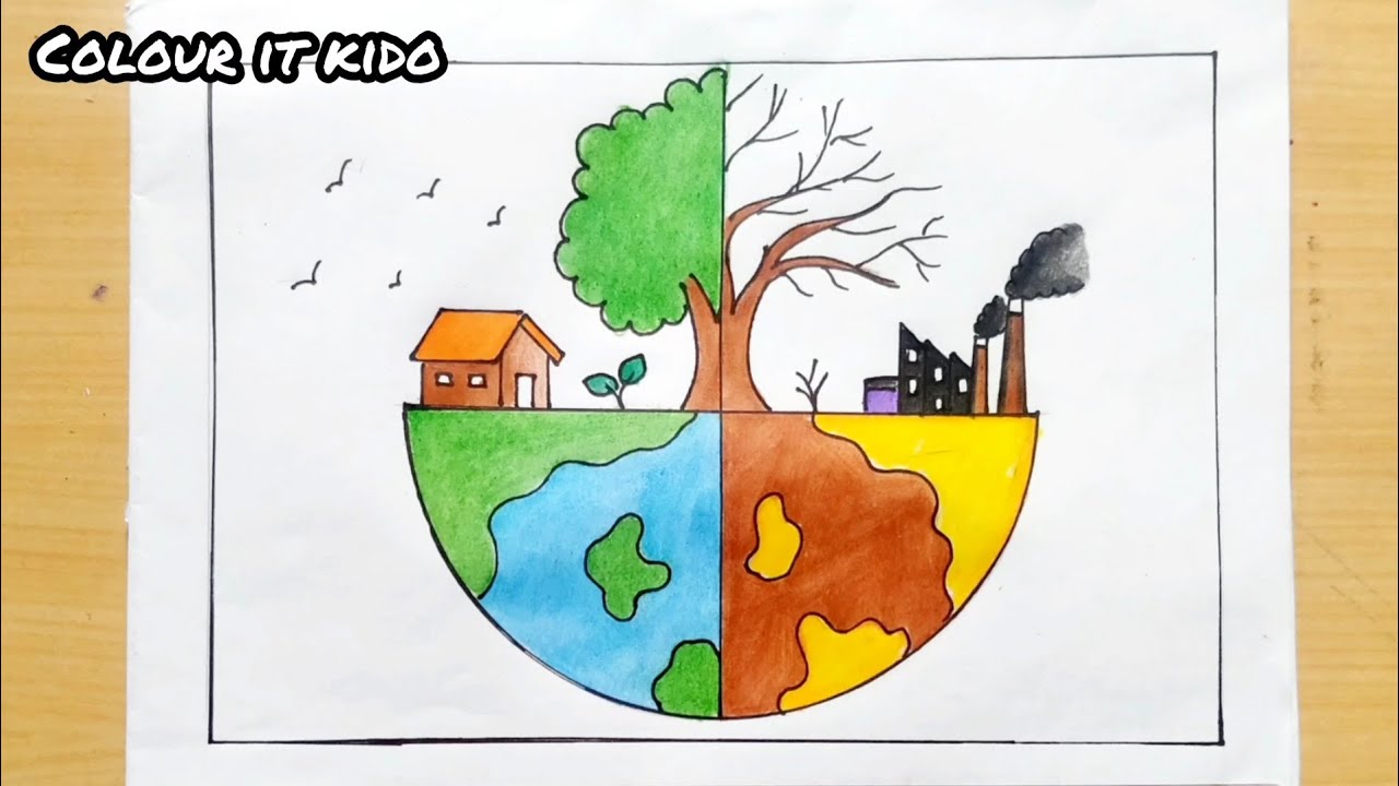 How to draw world environment day poster | Save nature drawing easy ...