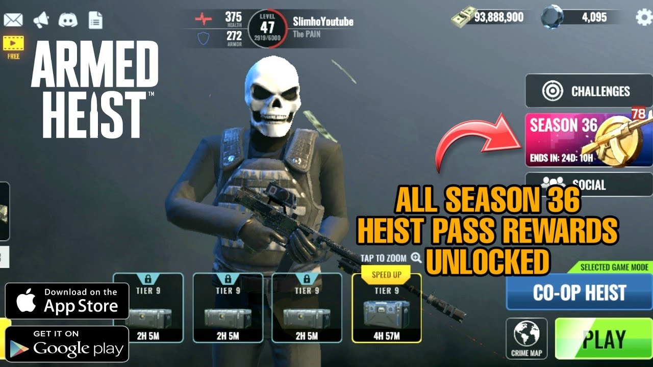 ARMED HEIST - *NEW* SEASON 36 Heist PASS🔥| ALL Rewards (No Mod apk ...