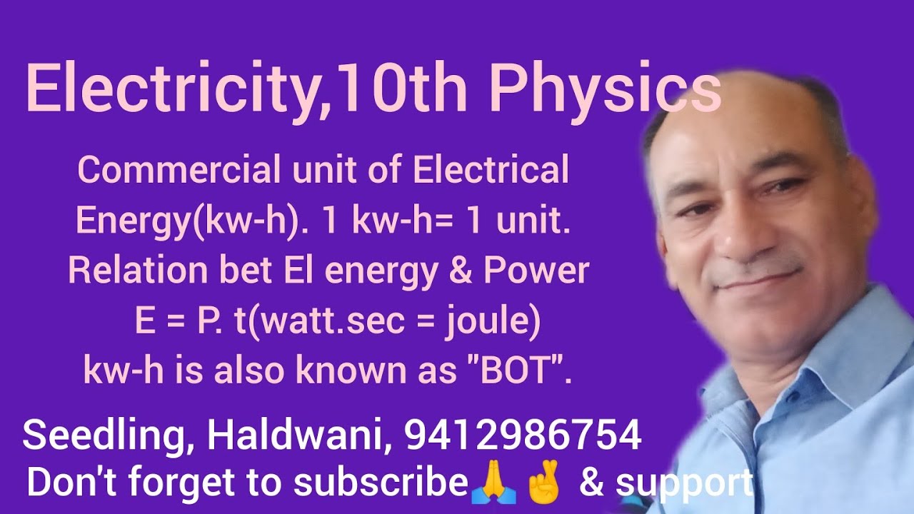 Electricity,10th Physics{commercial unit of El Energy(kw-h), Relation bet El Energy & Power"BOT ...