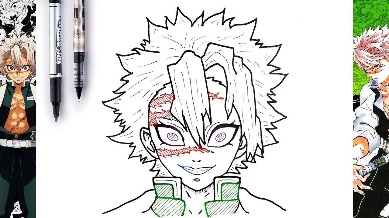 sanemi drawing step by step | in 2 minutes how to draw sanemi easy ...