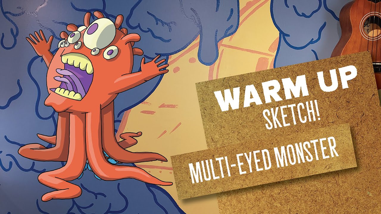 Time Lapse Drawing - Multi Eyed Monster Warm Up Sketch - YouTube