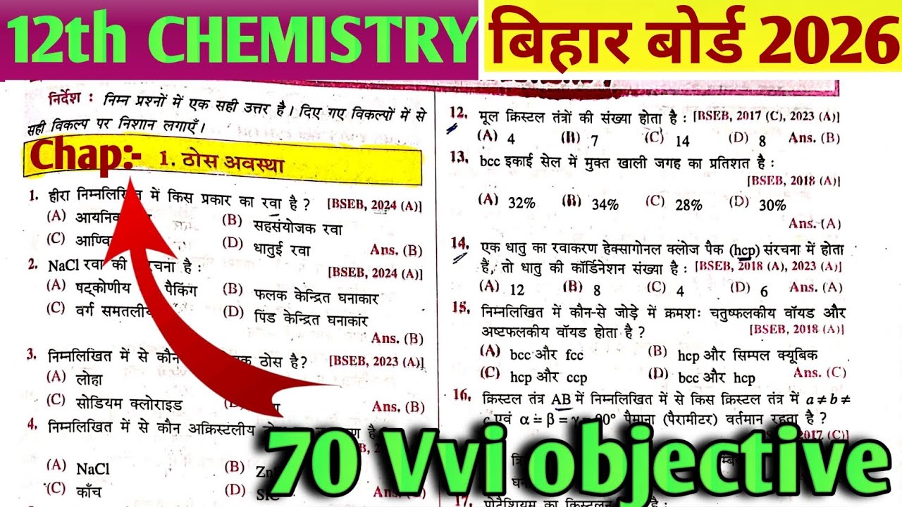 Class 12th Chemistry chapter 01 Vvi objective question/chapter 01 Vvi ...