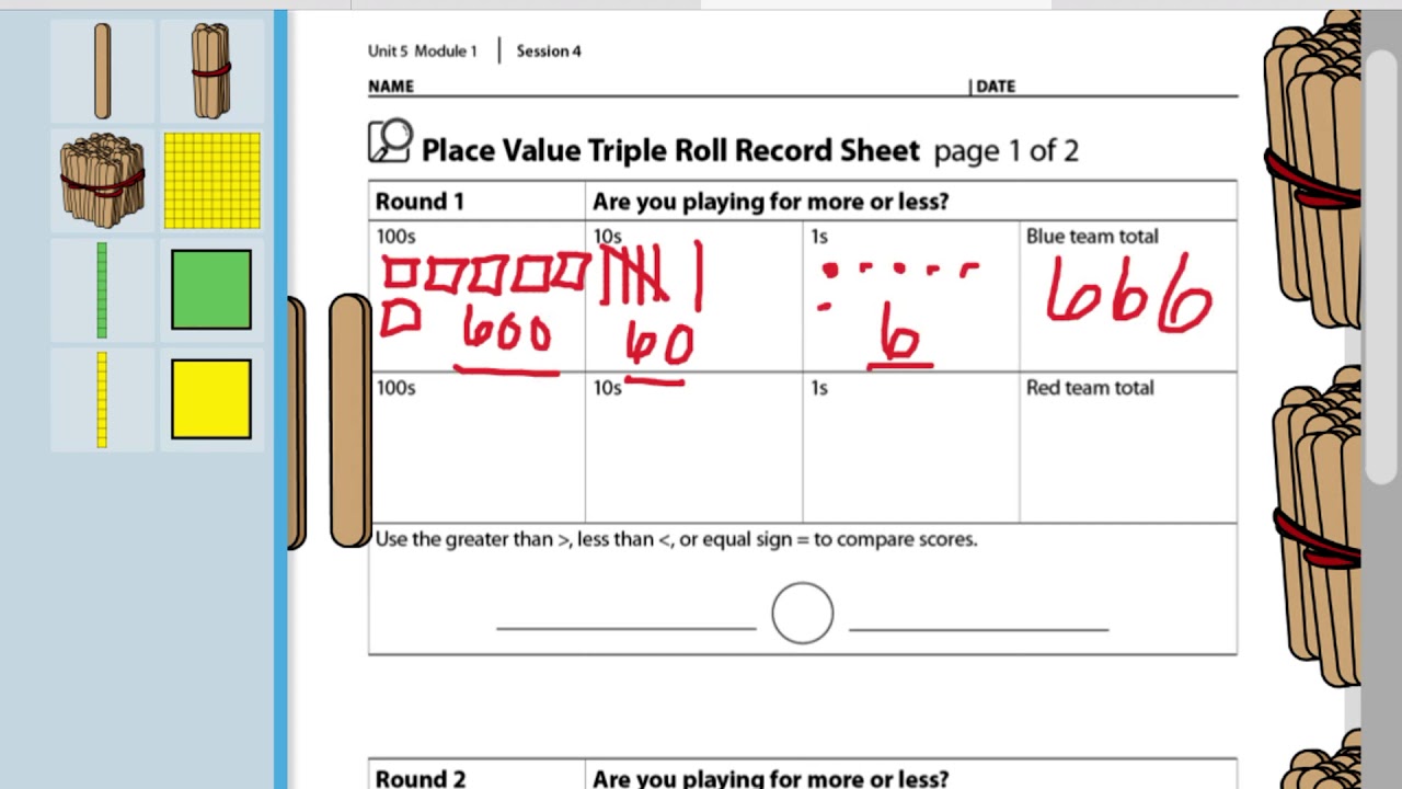 Place Value Triple Roll-2nd Grade Bridges - YouTube