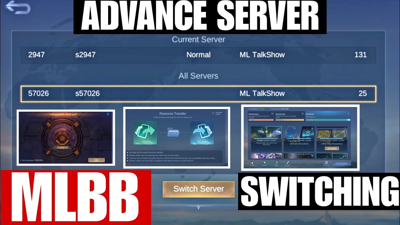 Switching To Advance Server Demonstration ~ MLBB - YouTube