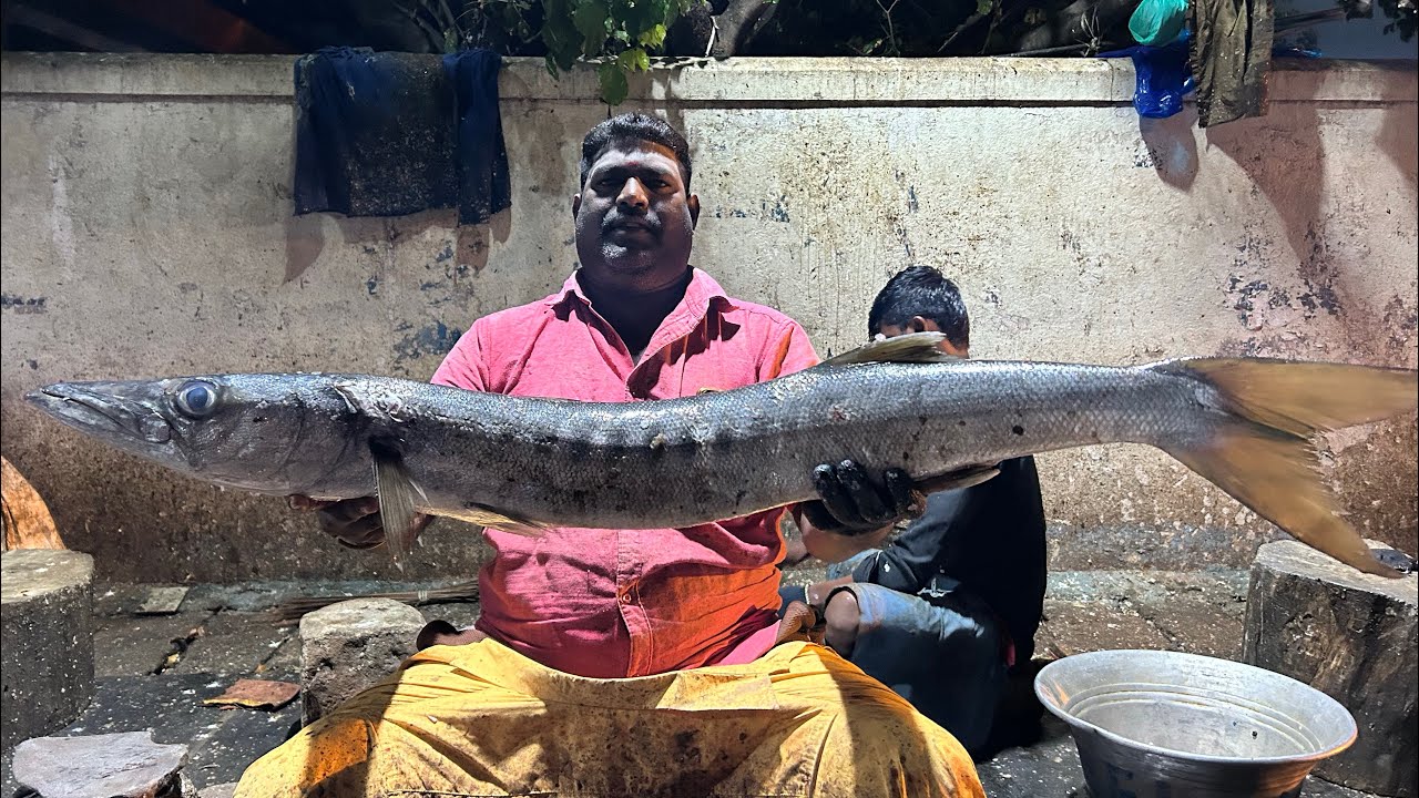 SHEELA FISH 🐟 KASIMEDU FISH MARKET FISH CUTTING SKILLS #biggestfish ...