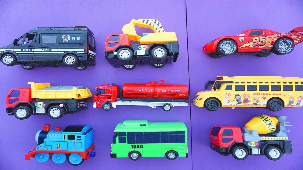 Cars for Kids,Cars Toys Review Learning Name Bus,Police Car,School Bus ...