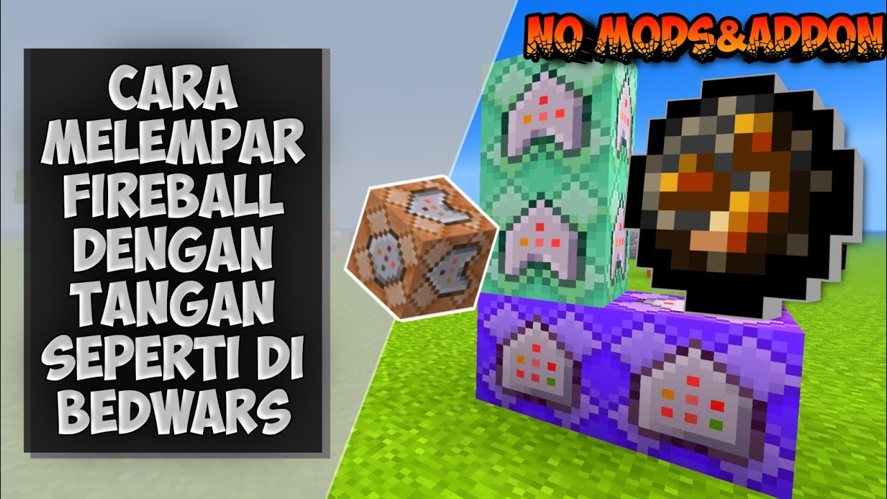 CARA MELEMPAR FIREBALL SEPERTI DI BEDWARS — TUTORIAL COMMAND BLOCK MCPE #38 - YouTube