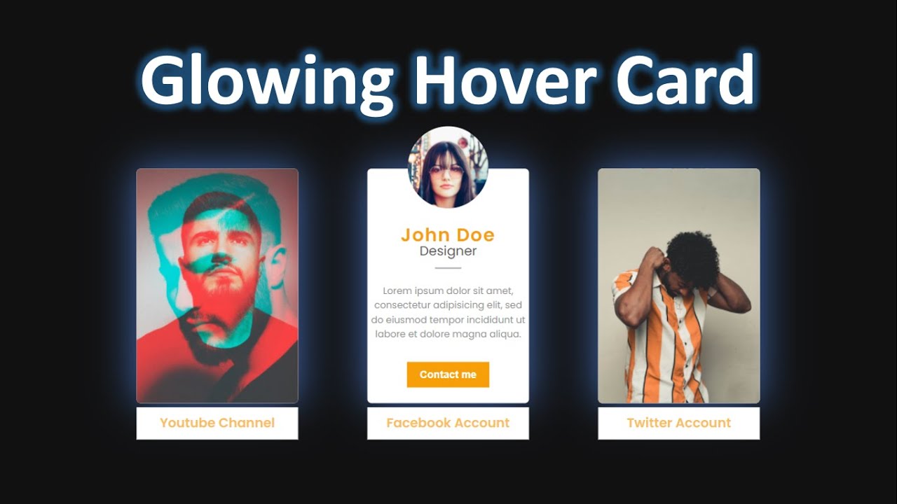 How To Create Profile Card With Hover Effect Using Html And Css Youtube