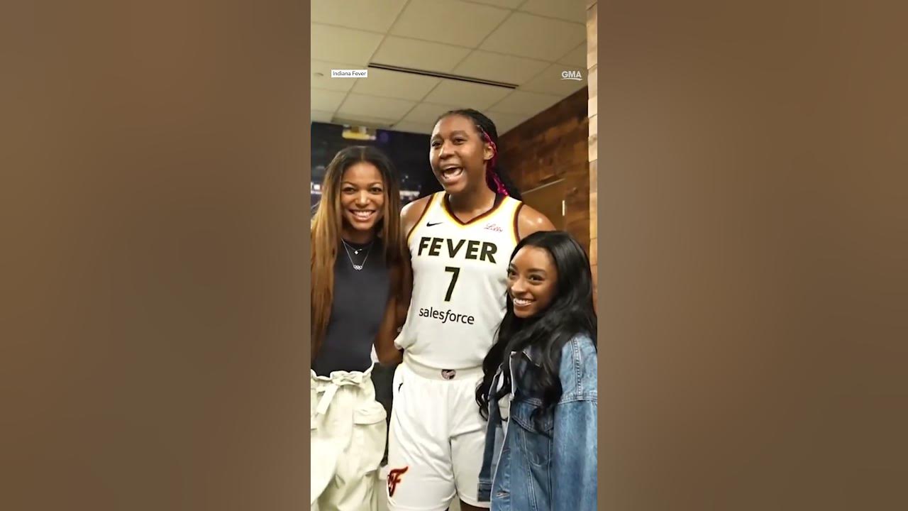 Caitlin Clark, Simone Biles and Gabby Thomas meet in iconic video - YouTube