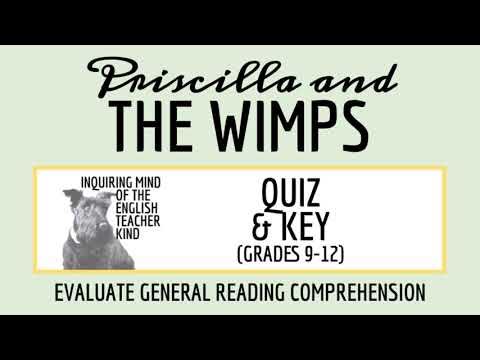 "Priscilla and the Wimps" by Richard Peck Quiz and Answer Key for High ...