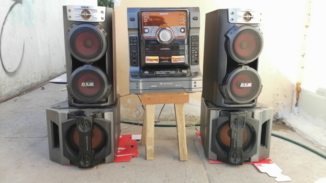 Probando el Sony fst-zx9 con Bocinas Del LBT-xgv50 Máximo volumen/Casi ...